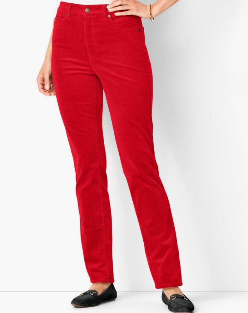 Talbots High-Rise Straight-Leg Cords - Deep Red - Gem